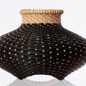 Contemporary Hand Woven Cat's Head Basket in Black and White, Small ...