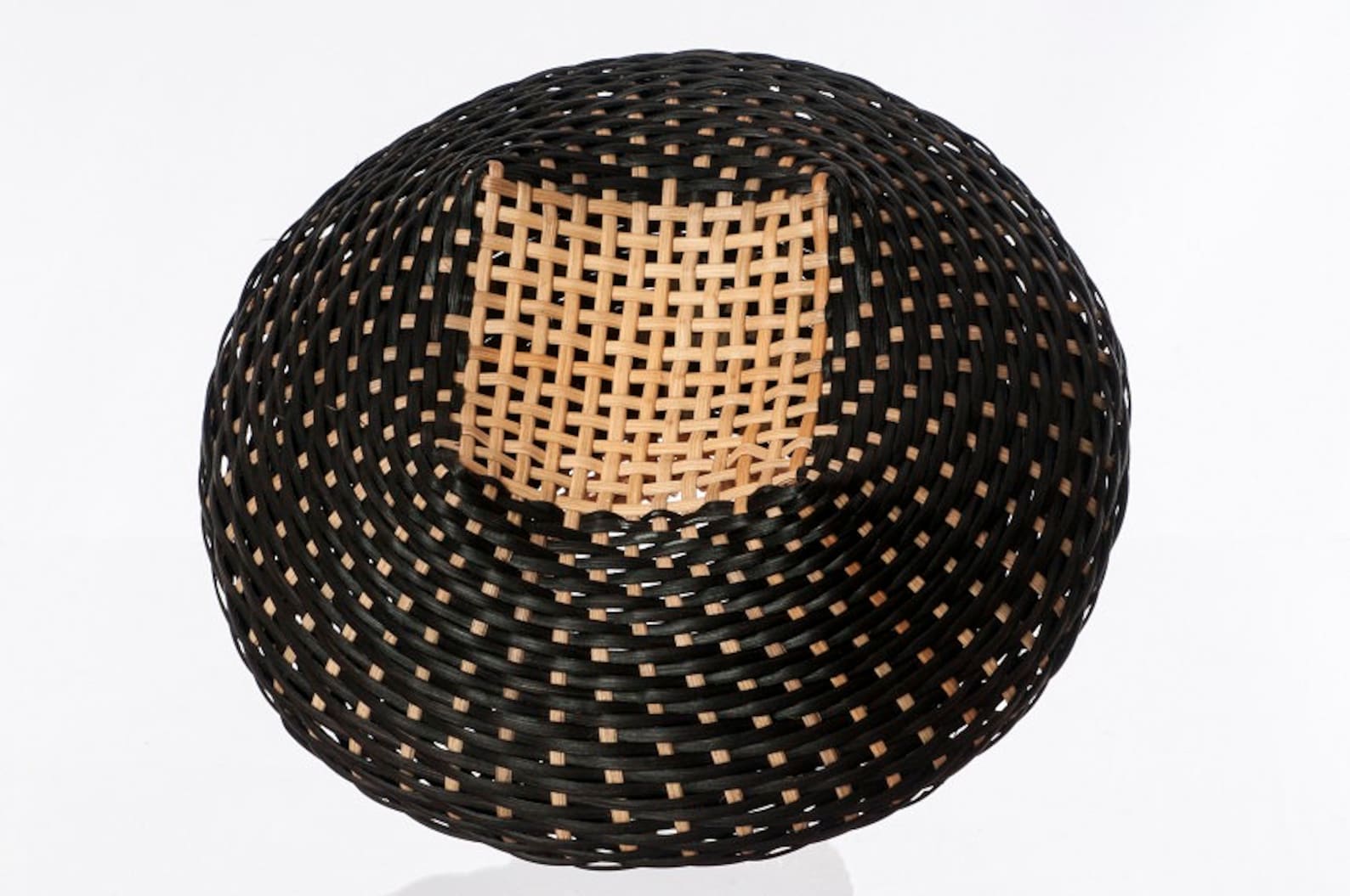 Contemporary Hand Woven Cat's Head Basket in Black and White, Small ...