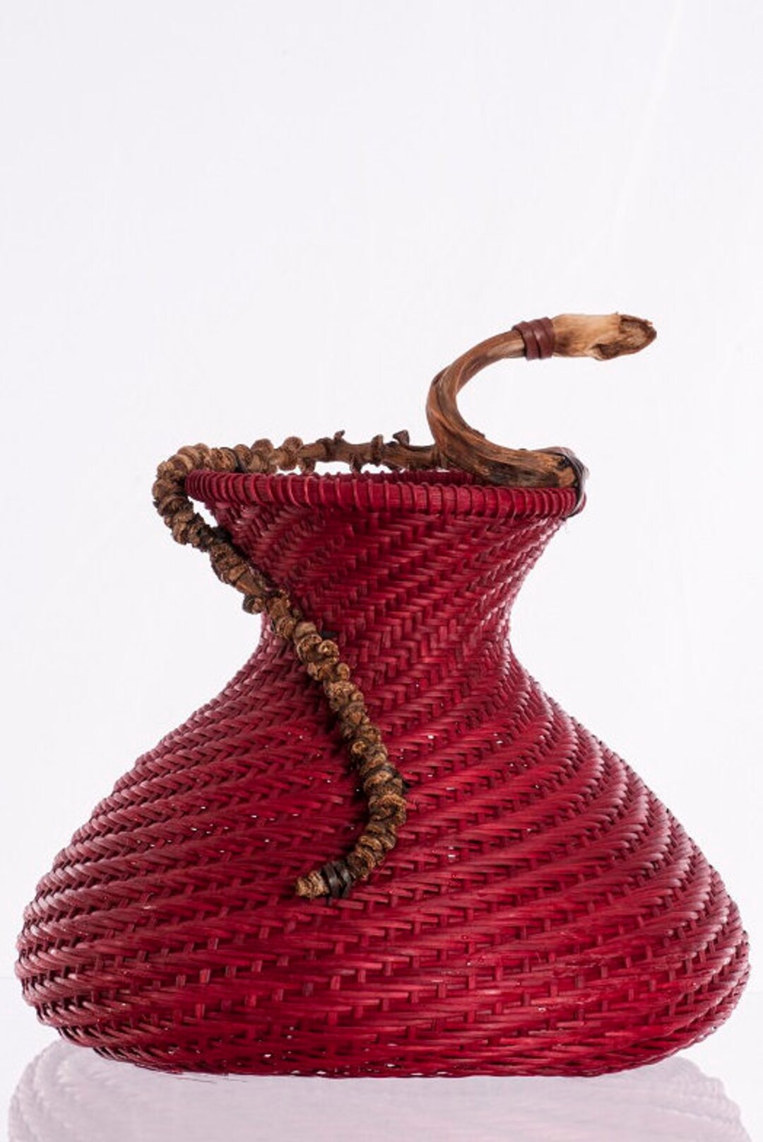 Contemporary Weaving Red Spiral Basket Hand Woven Basket With Banana ...