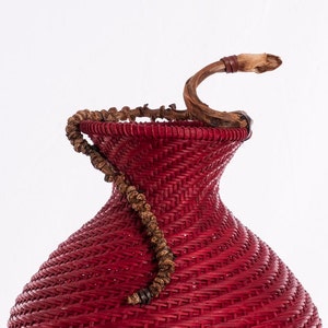 Contemporary Weaving Red Spiral Basket Hand Woven Basket With Banana ...