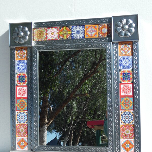 Mexican Tin and Tile Mirror - Etsy