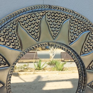 21 ROUND PUNCHED TIN Mirror Handmade Mexican Folk Art Wall Decoration ...