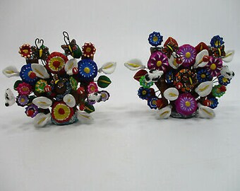 Set of 2 CLAY TREES of LIFE 100% Handmade Colorful Mexican | Etsy