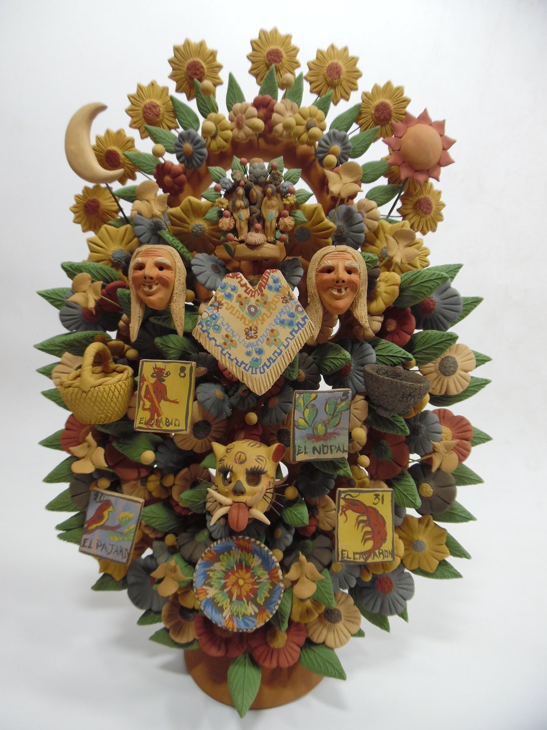 CLAY TREE of LIFE, 100% Handmade, Colorful Mexican Folk Art 14 - Etsy