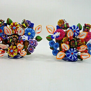 Set of 2 CLAY TREES of LIFE 100% Handmade Colorful Mexican - Etsy