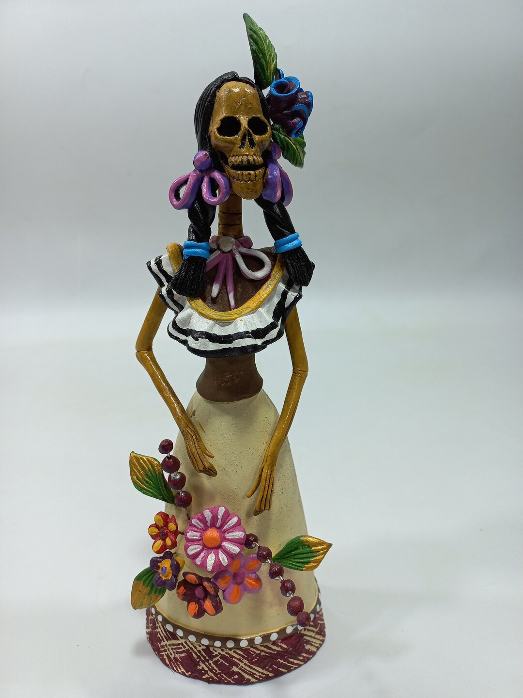 FINE ART CATRINA Mexican Day of the Dead Folk Art Handmade Clay Figure ...