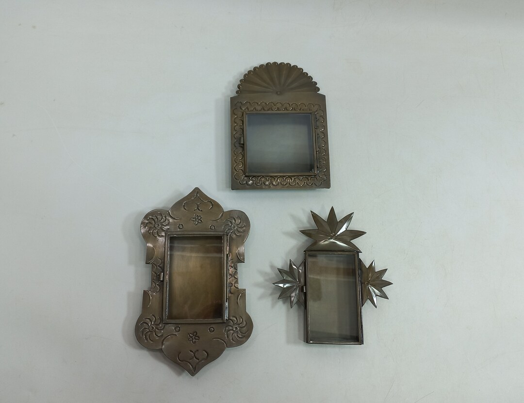 Set of 3 PUNCHED TIN NICHOS Handmade Southwestern Mexican Folk Art ...