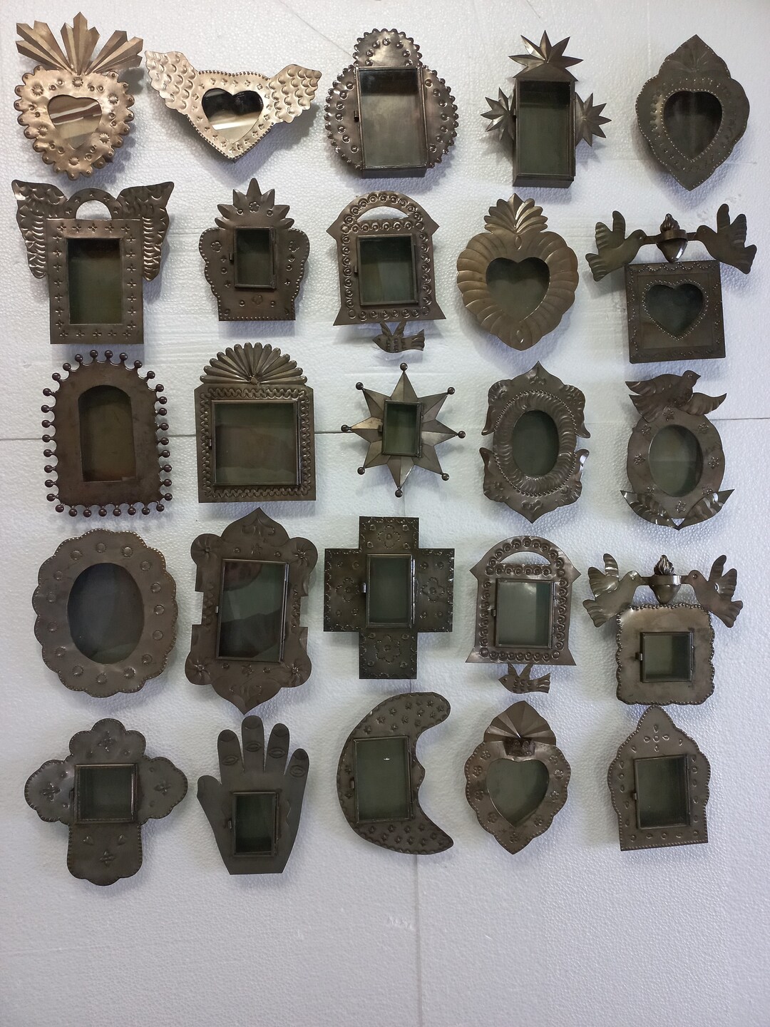 Set of 25 PUNCHED TIN NICHOS Handmade Southwestern Mexican Folk Art ...