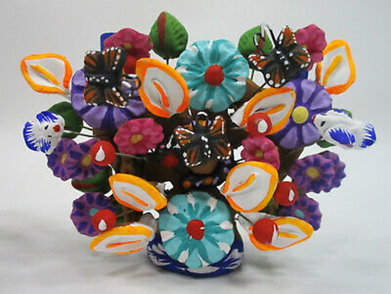 Set of 2 CLAY TREES of LIFE 100% Handmade Colorful Mexican | Etsy