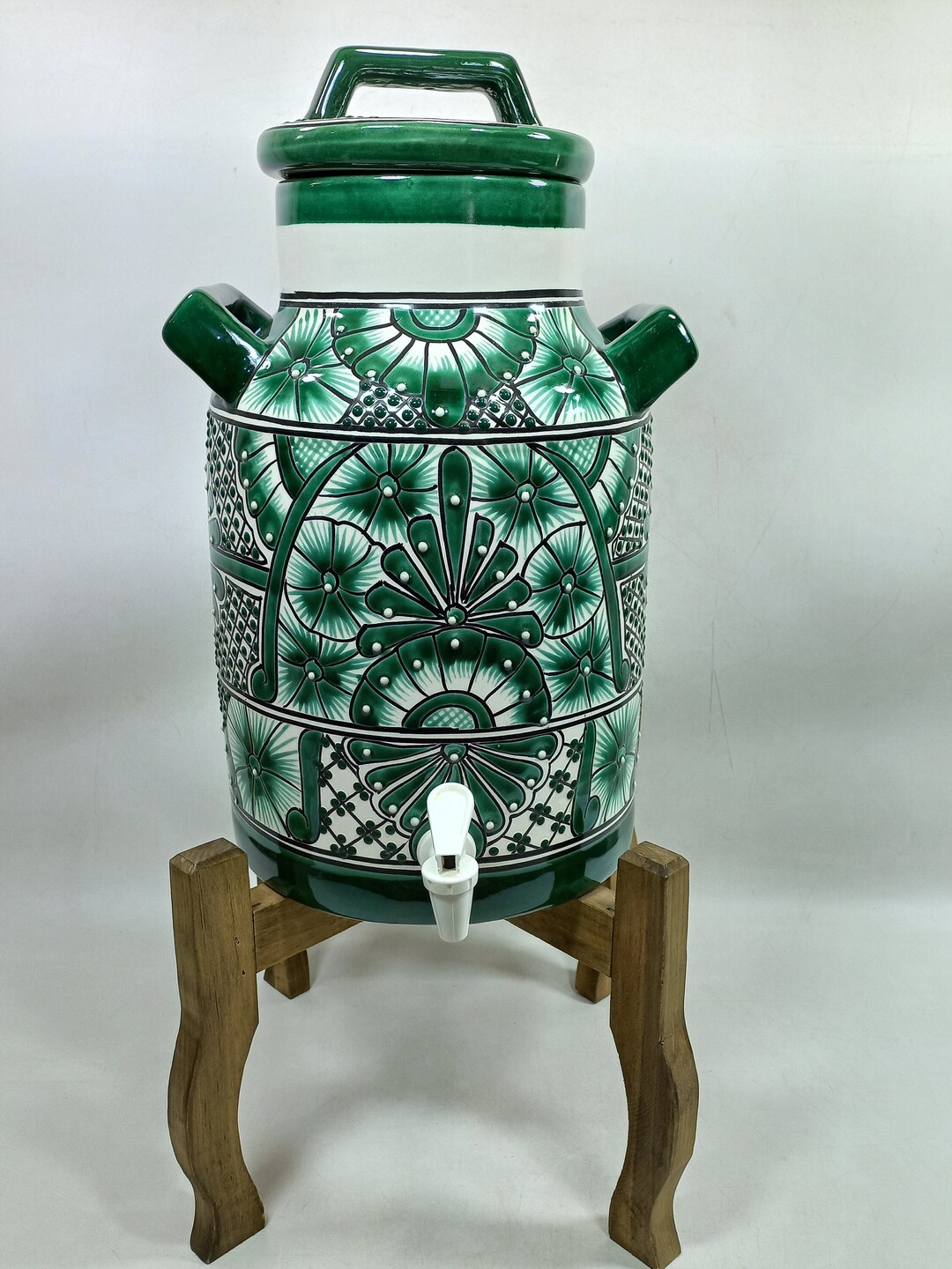 Milk Can WATER CROCK, Talavera Mexican Pottery, Water Dispenser, Glazed ...