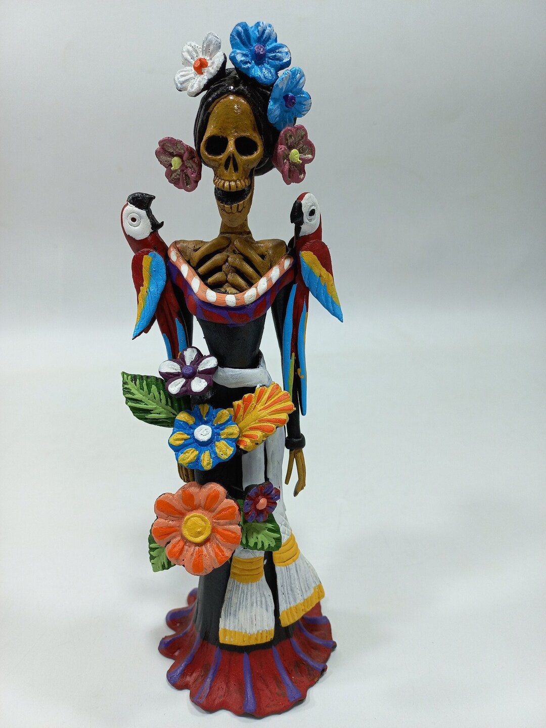 FINE ART CATRINA Mexican Day of the Dead Folk Art Handmade Clay Figure ...