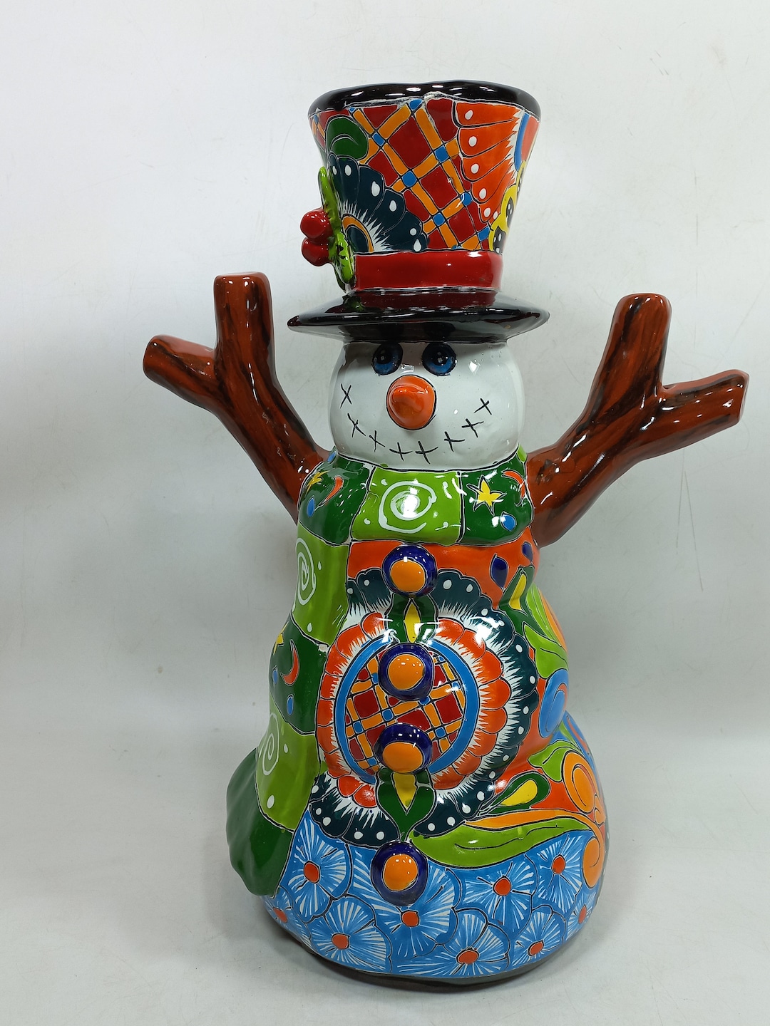 18 CHRISTMAS SNOWMAN Colorful Ceramic Pottery Mexican Figurine - Etsy