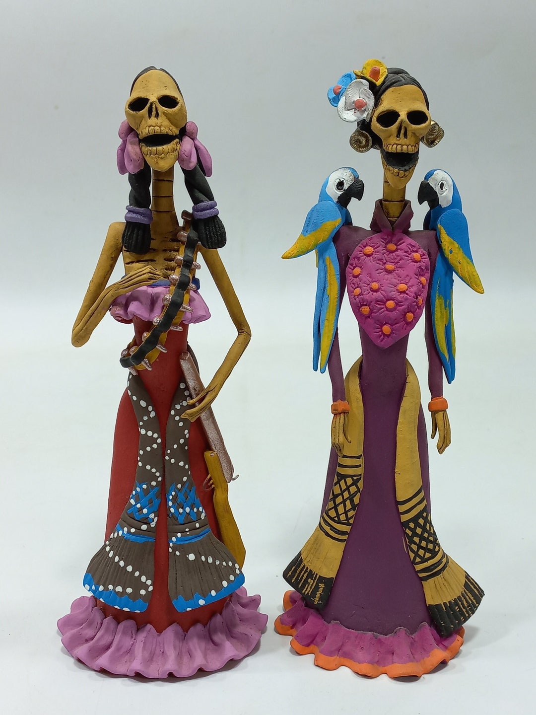 Set of 2 FINE ART CATRINA Mexican Day of the Dead Folk Art Handmade ...