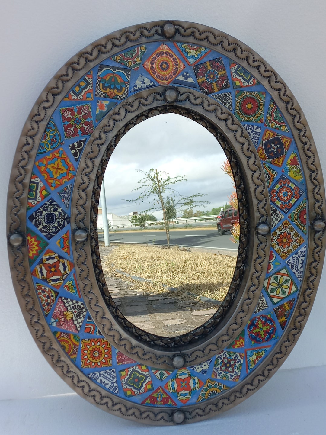 25 PUNCHED TIN MIRROR With Mexican Vitro Glass Hacienda - Etsy