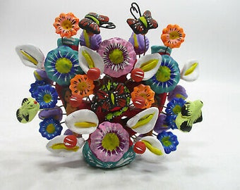 Set of 2 CLAY TREES of LIFE, 100% Handmade, Colorful Mexican Folk Art ...