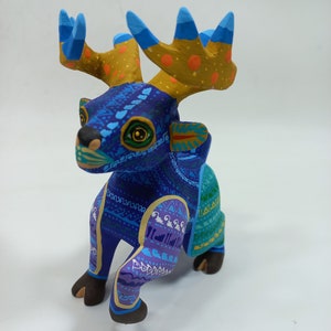 OAXACAN ALEBRIJE Painted Colorful Wood Carving Signed Mexican Folk Art ...