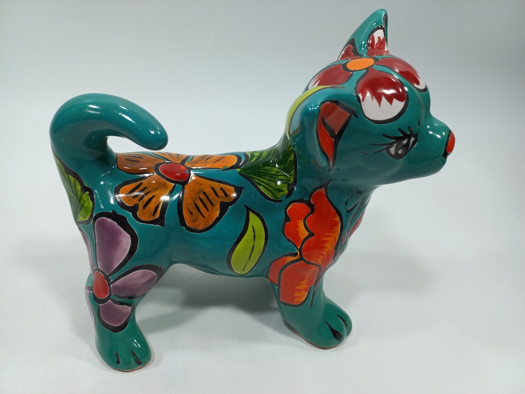 TALAVERA DOG, Ceramic Puppy Statue, Handmade Handpainted Mexican ...
