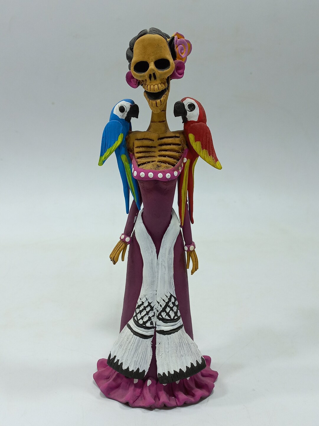 FINE ART CATRINA Mexican Day of the Dead Folk Art Handmade Clay Figure ...
