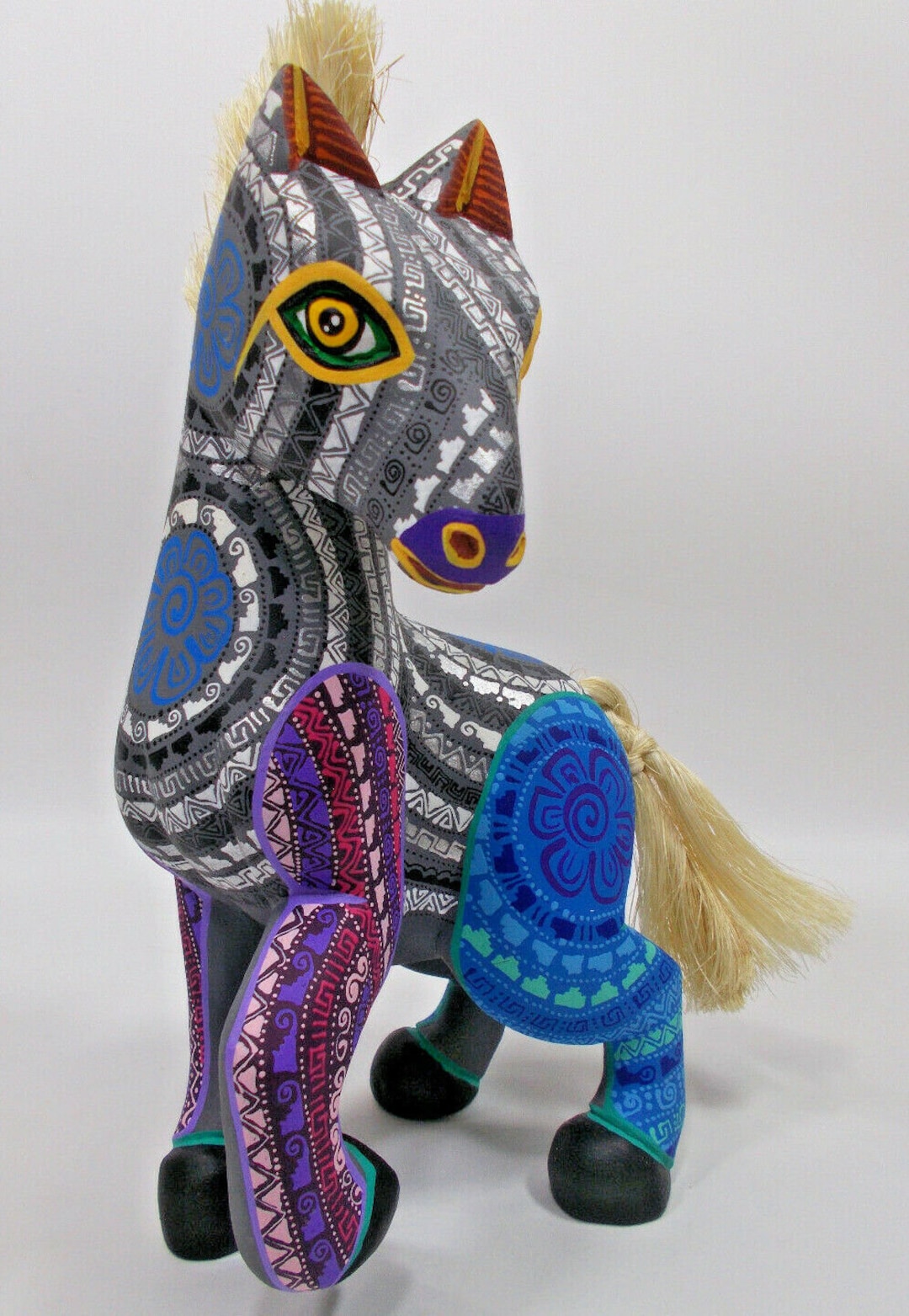 Large OAXACAN ALEBRIJE, Colorful Wood Carving, Signed Mexican Folk Art ...