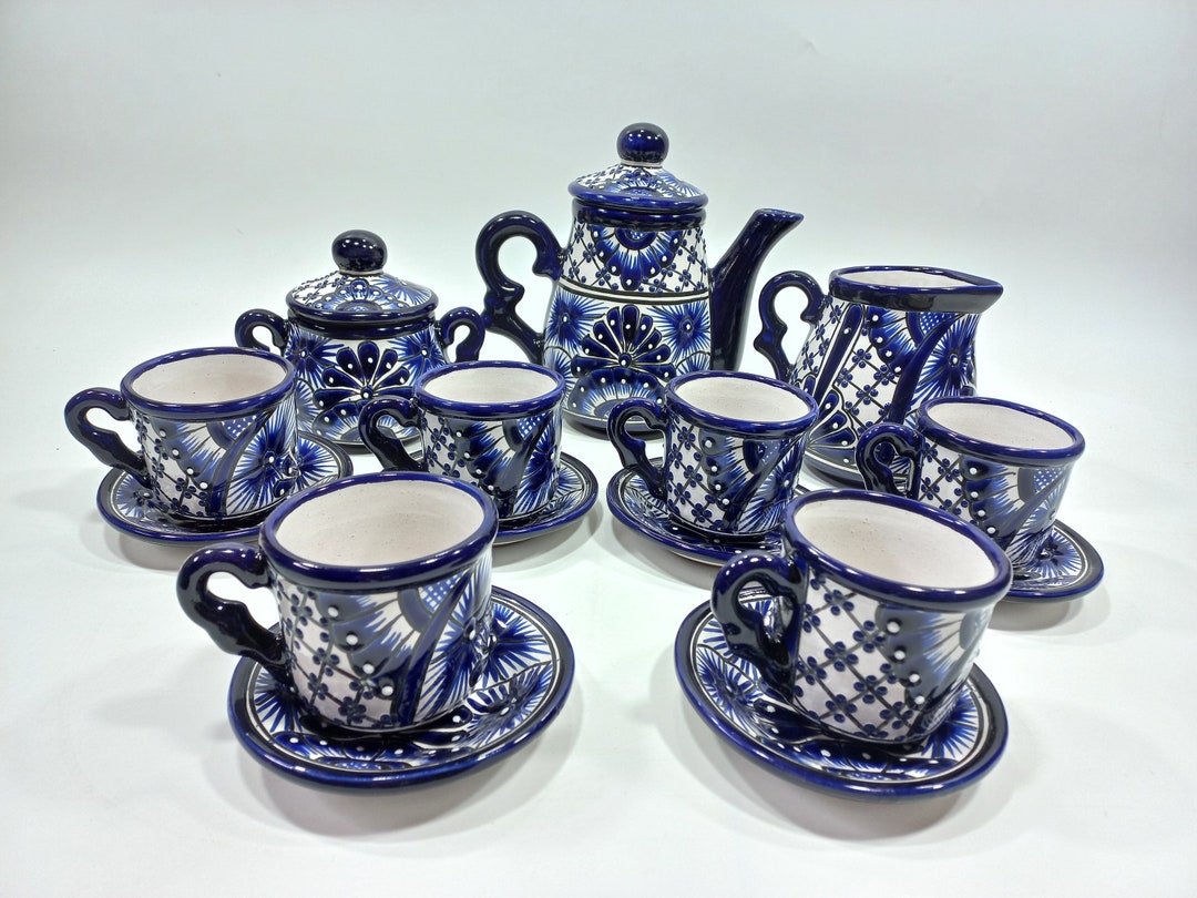 TALAVERA TEA SET for 6 Person 17 Colorful Ceramic Pieces - Etsy