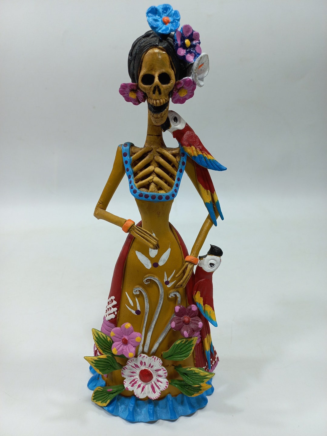 FINE ART CATRINA Mexican Day of the Dead Folk Art Handmade Clay Figure ...