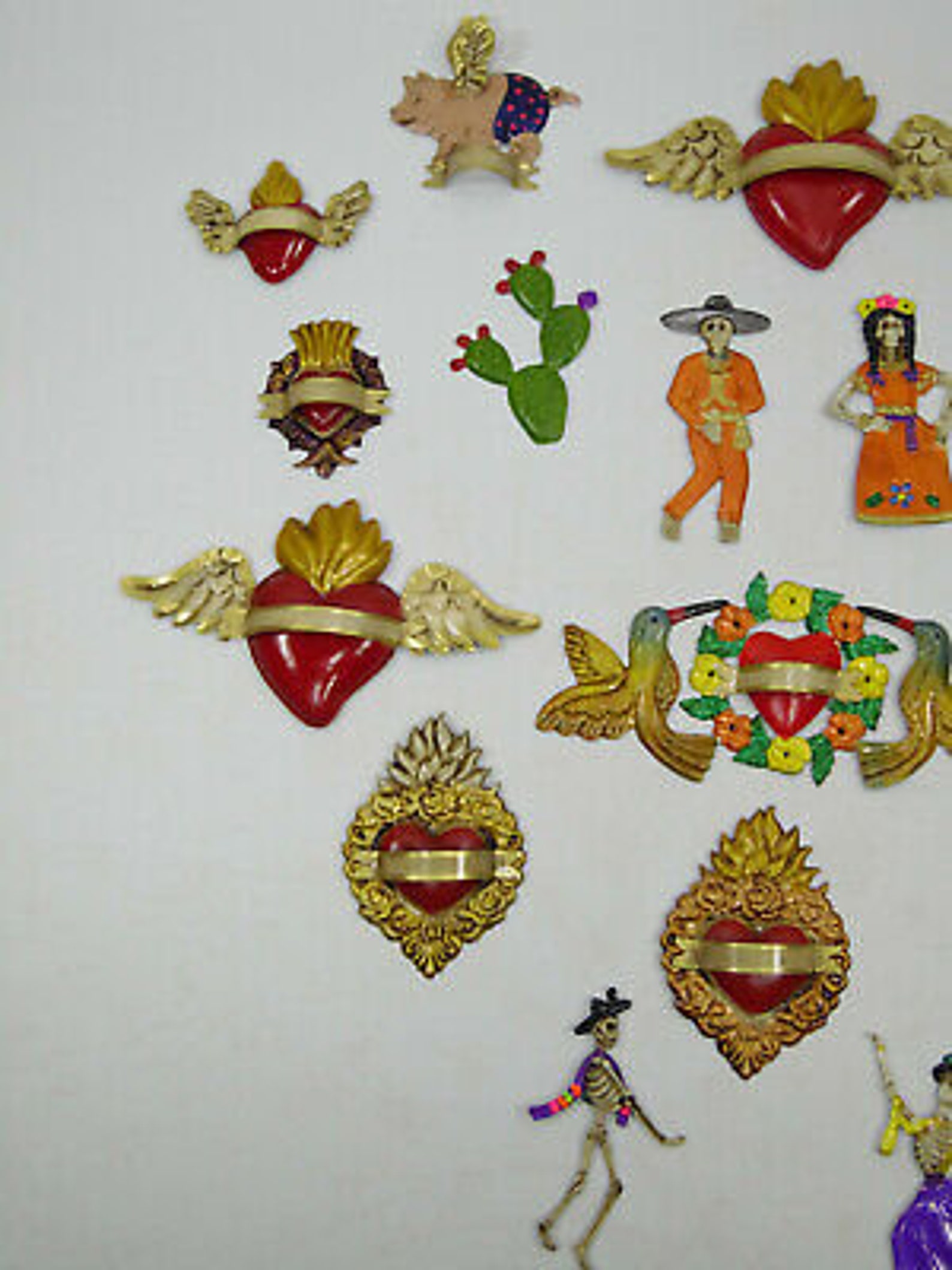 Set of 19 REFRIGERATOR MAGNETS Mexican hand painted punched | Etsy