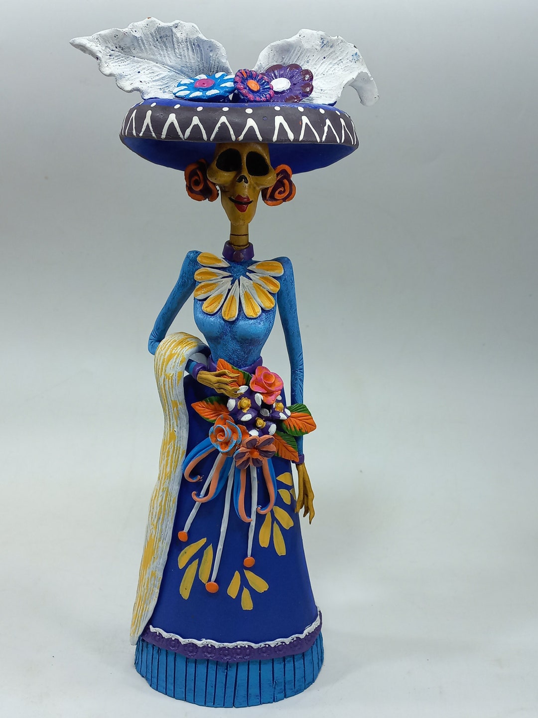 FINE ART Fancy CATRINA With Hat Mexican Day of the Dead Folk Art ...