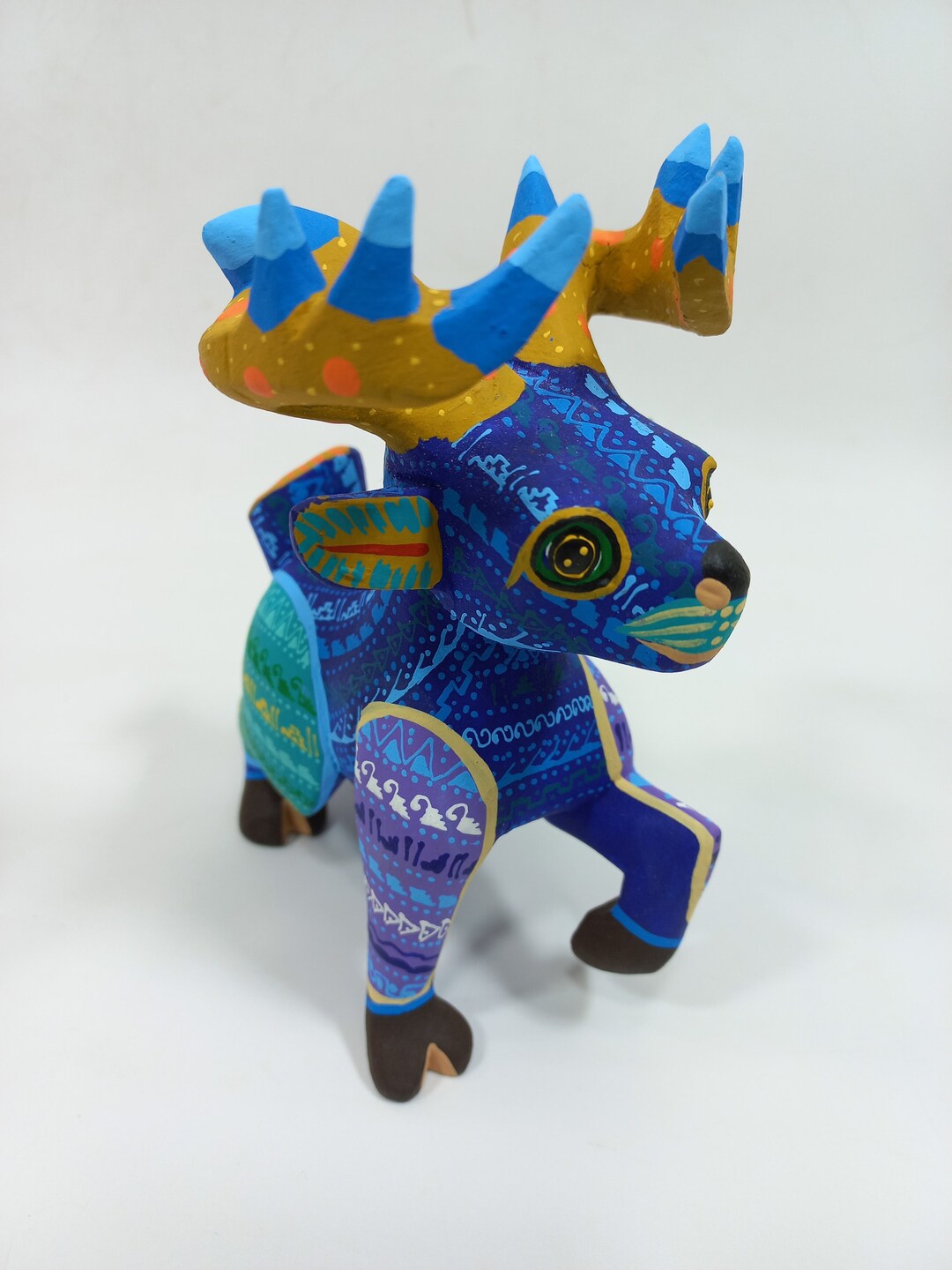 OAXACAN ALEBRIJE Painted Colorful Wood Carving Signed Mexican Folk Art ...