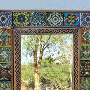 PUNCHED TIN MIRROR With Mixed Talavera Tile Mexican Folk Art 12 X 16 - Etsy