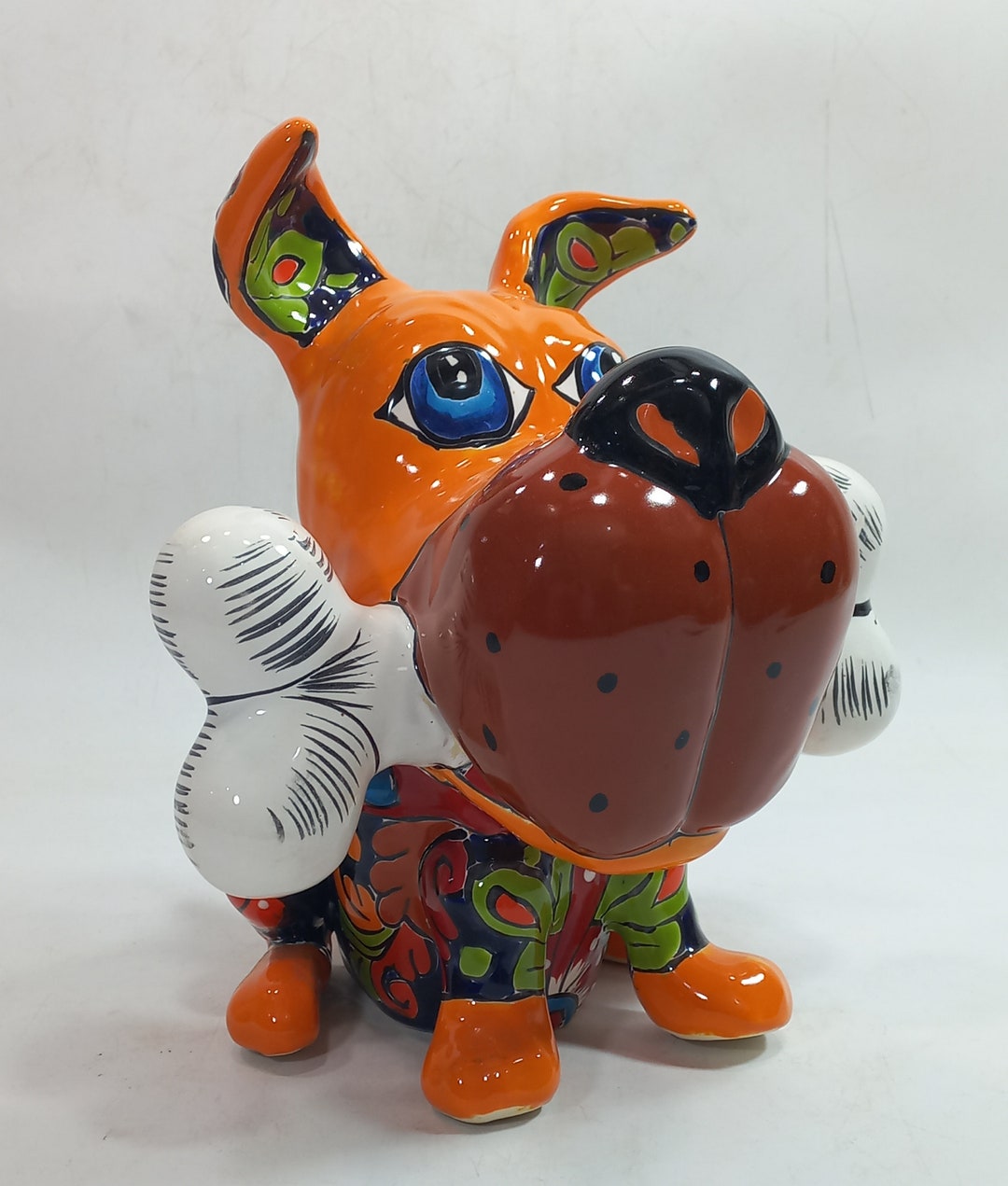 TALAVERA DOG Ceramic Puppy Handmade Hand Painted Mexican - Etsy