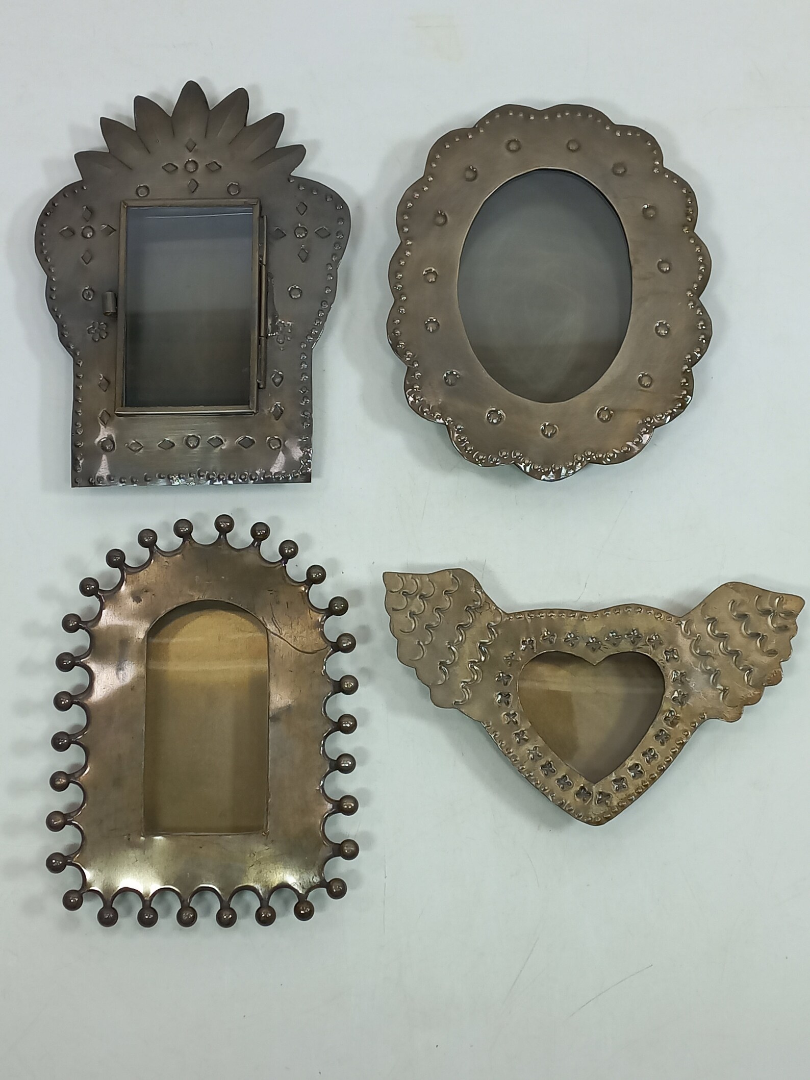 Set of 4 PUNCHED TIN NICHOS Handmade Southwestern Mexican Folk Art ...