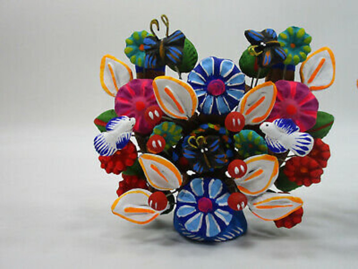 Set of 2 CLAY TREES of LIFE 100% Handmade Colorful Mexican | Etsy