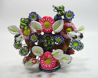 Set of 2 CLAY TREES of LIFE, 100% Handmade, Colorful Mexican Folk Art ...