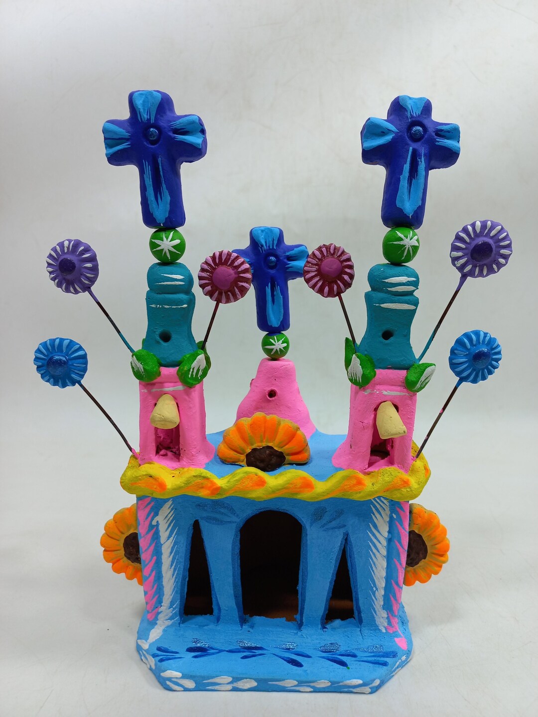 CHURCH Tree of Life Style, 100% Handmade, Colorful Mexican Clay, Folk ...