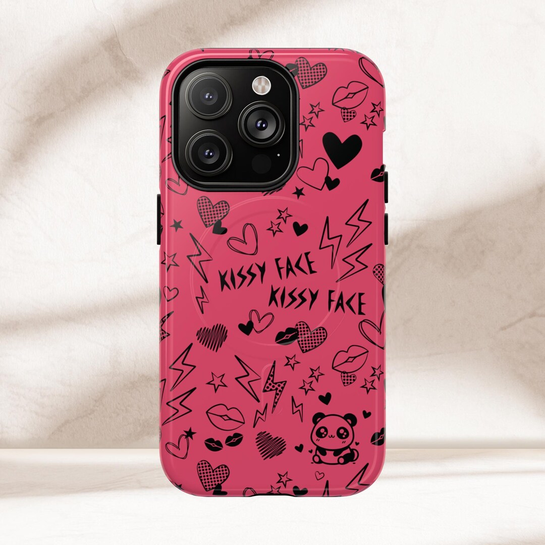 Pink Tough Case, Hearts, Stars, Kisses, K-pop Panda - Magsafe iPhone 14 ...