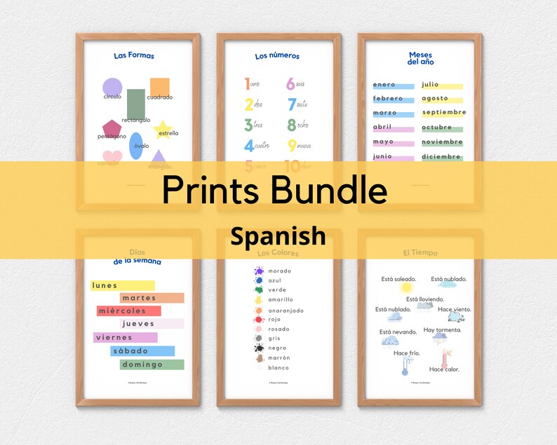 8 Print Bundle in Spanish | Greetings, Alphabet, Numbers, Shapes ...