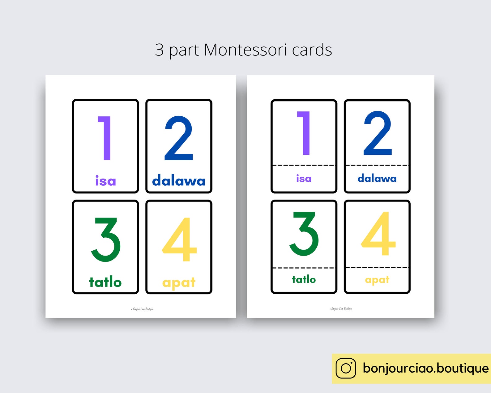 TAGALOG Numbers Flashcards Bundle Full Page Montessori | Etsy