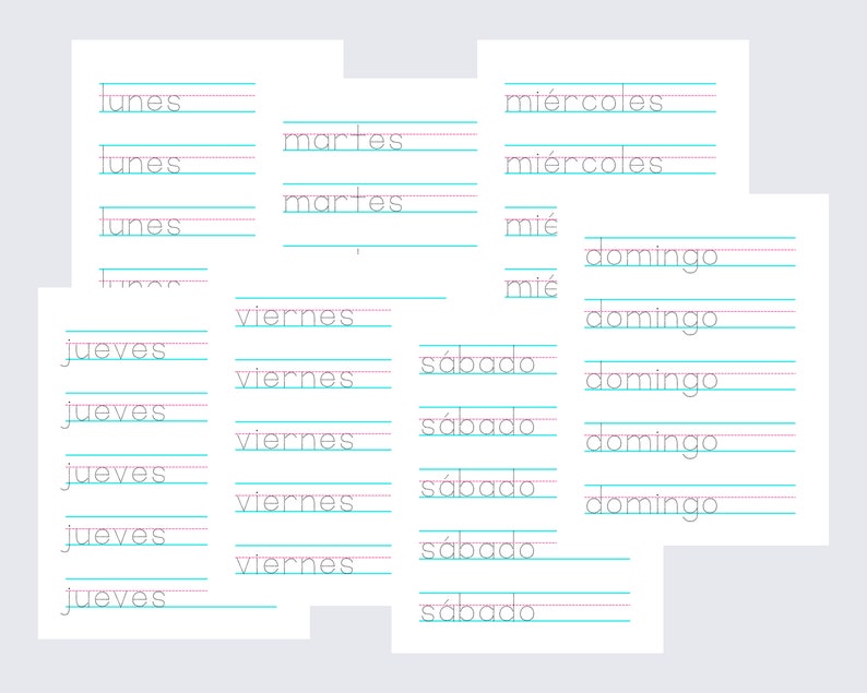 SPANISH Days of the Week Tracing Sheets | Early Learning, Educational ...