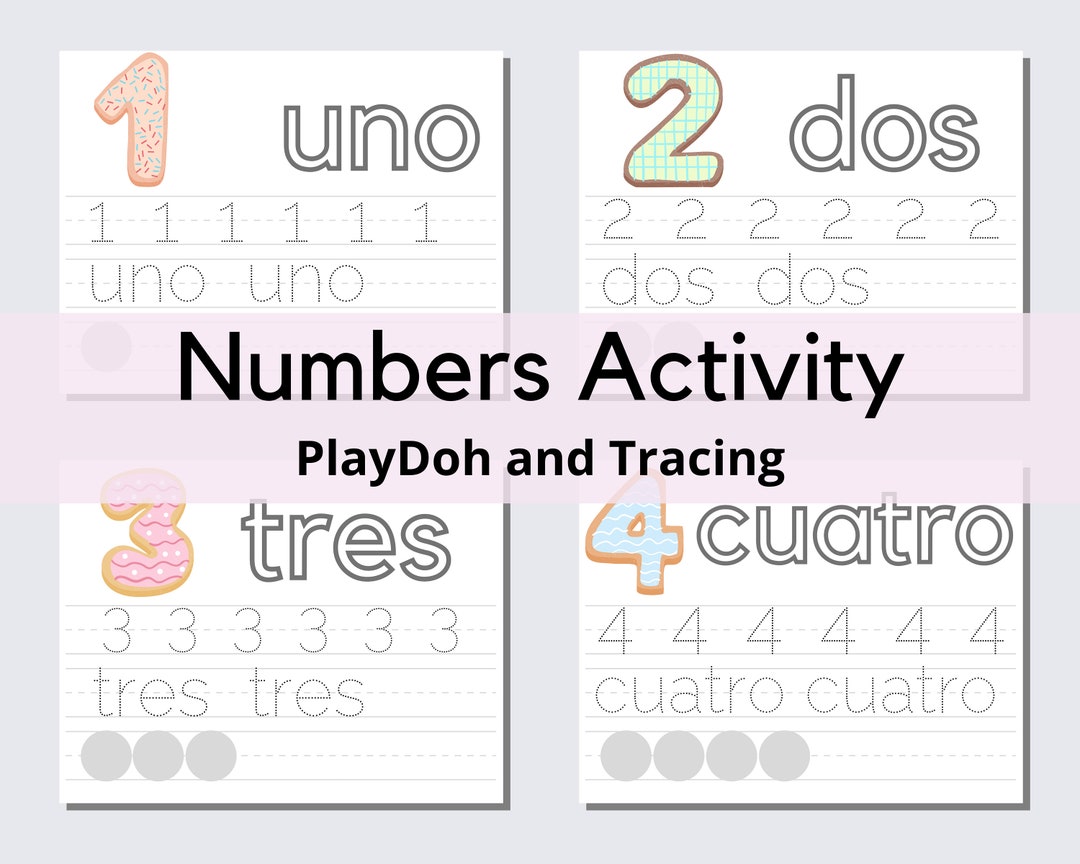 SPANISH Numbers Placemat Activity Playdoh Tracing - Etsy