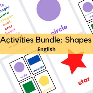 ENGLISH Shapes Bundle Flashcards Full Page Montessori - Etsy