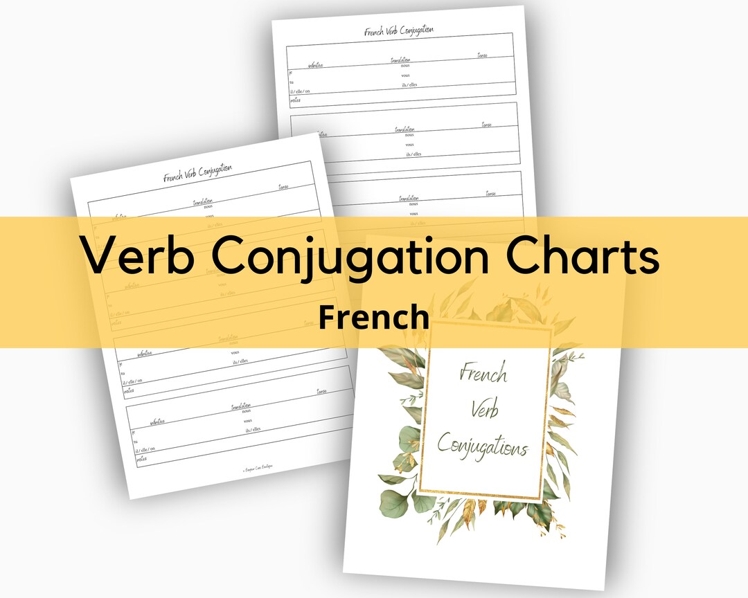 FRENCH Verb Conjugation Charts Study Aids, Review, Notes, Organizer ...
