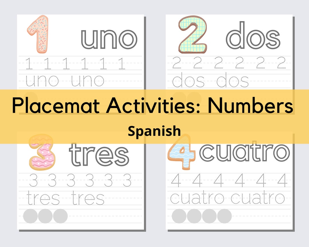 SPANISH Numbers Placemat Activity | Playdoh, Tracing, Homeschool, Early ...