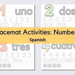 SPANISH Numbers Placemat Activity | Playdoh, Tracing, Homeschool, Early ...