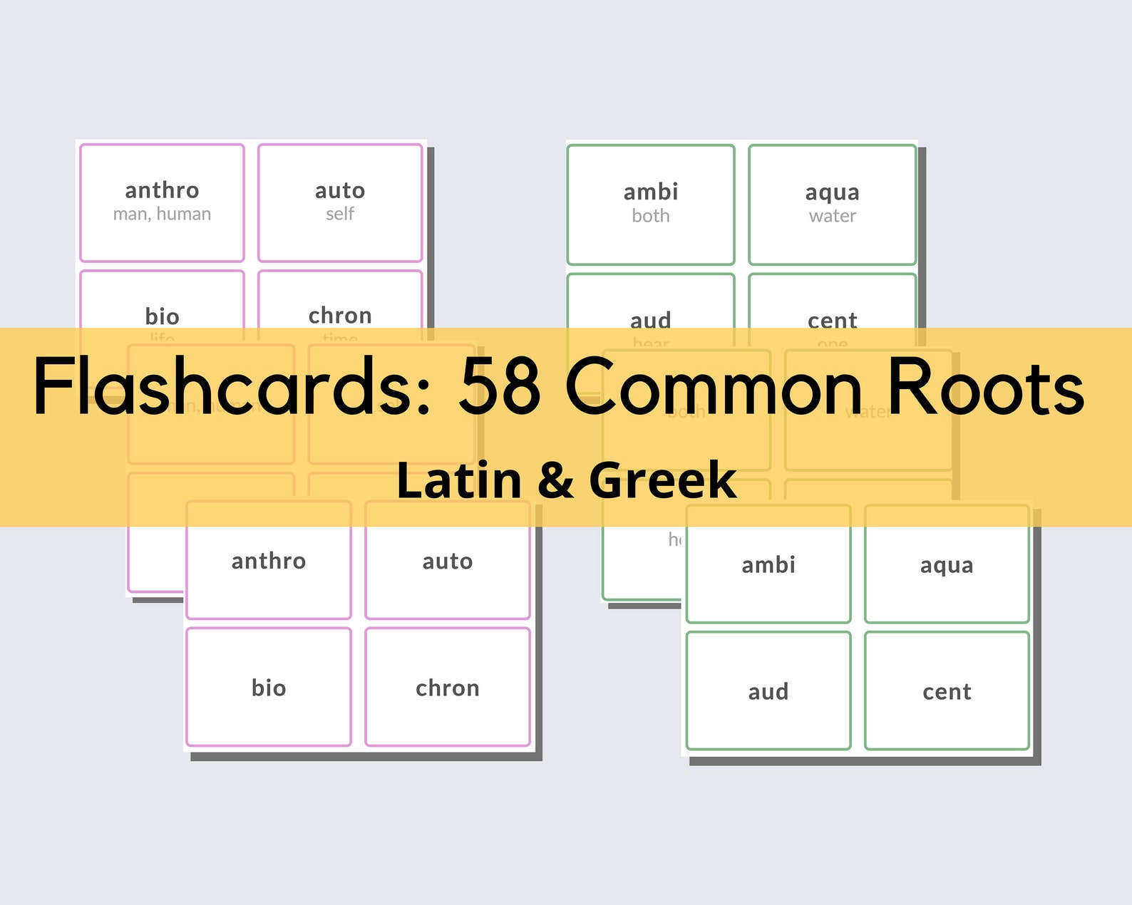 GREEK & LATIN Common Roots Flashcards | Educational Printables ...