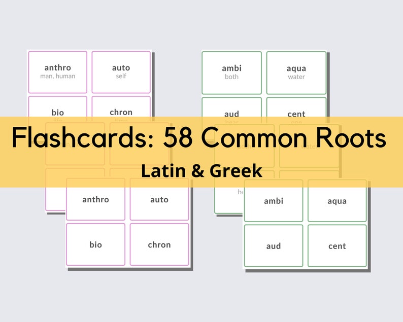 GREEK & LATIN Common Roots Flashcards | Educational Printables ...