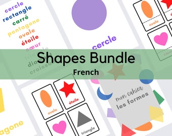 ENGLISH Shapes Bundle Flashcards Full Page Montessori | Etsy