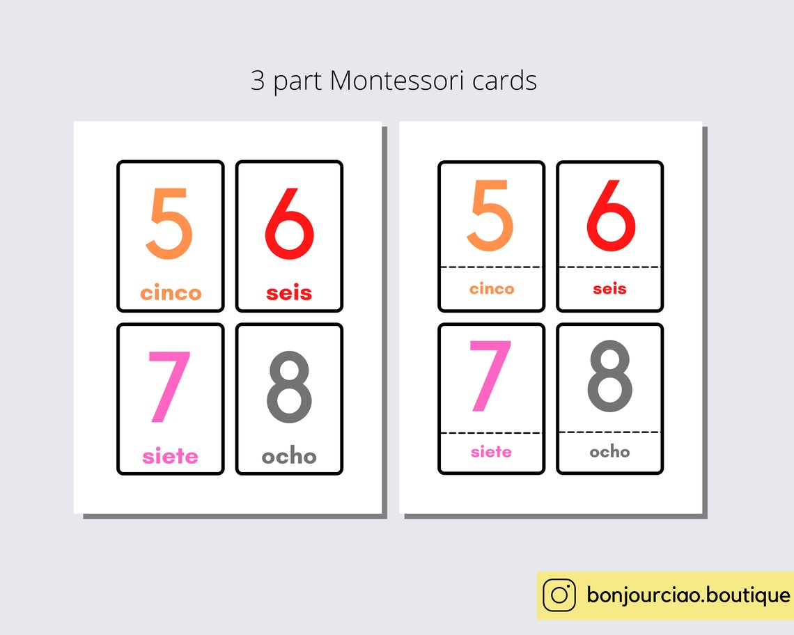 SPANISH Numbers Bundle Flashcards Full Page Montessori | Etsy
