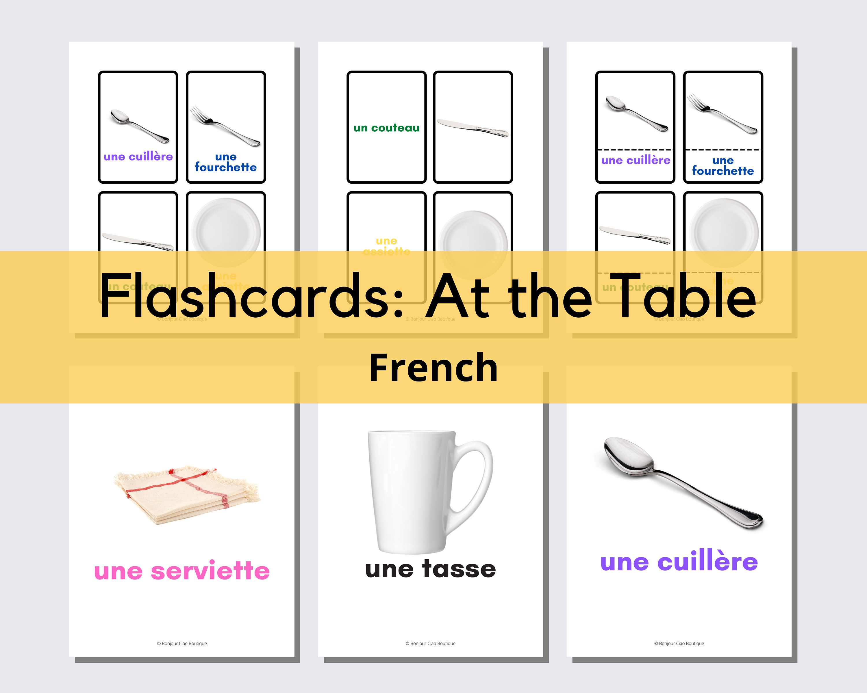 FRENCH at the Table Bundle Flashcards Full Page - Etsy