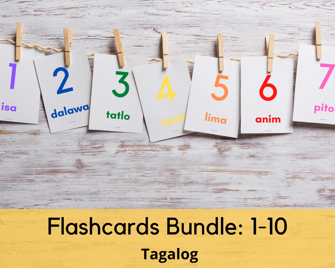 TAGALOG Numbers Flashcards Bundle Full Page, Montessori, Matching ...