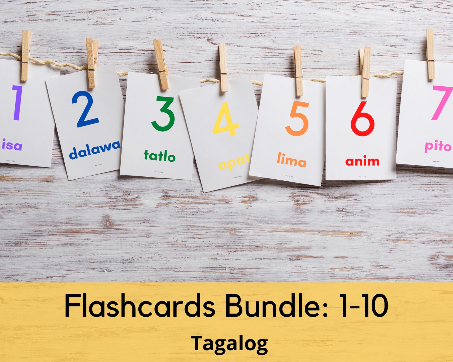 TAGALOG Numbers - Flashcards Bundle | Full Page, Montessori, Matching ...